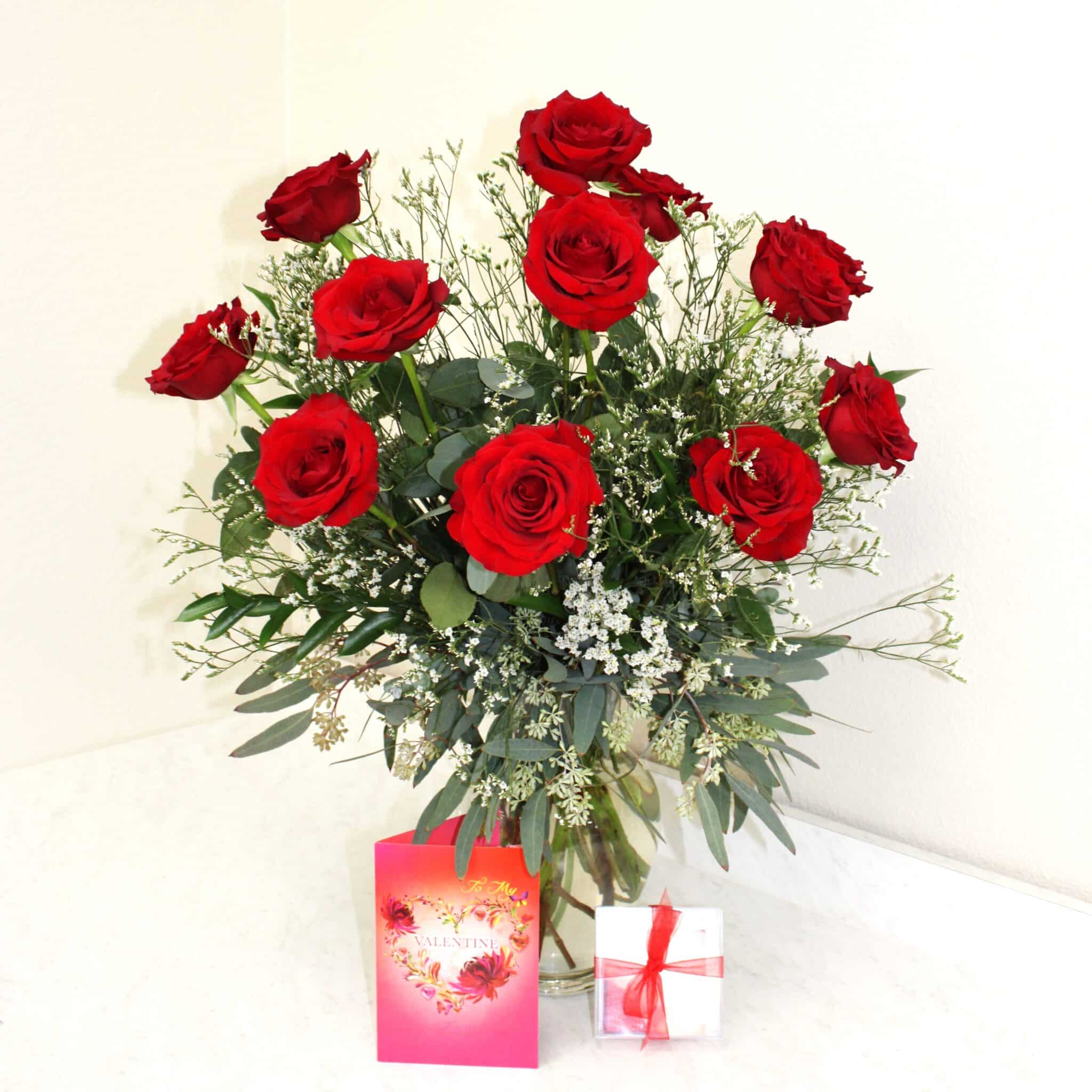 Dozen Roses Valentine's Day Package - San Diego Delivery