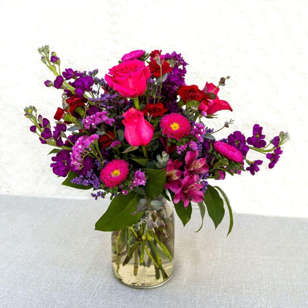 San Diego Sunset Flower Arrangement | Rose & Aster Bouquet